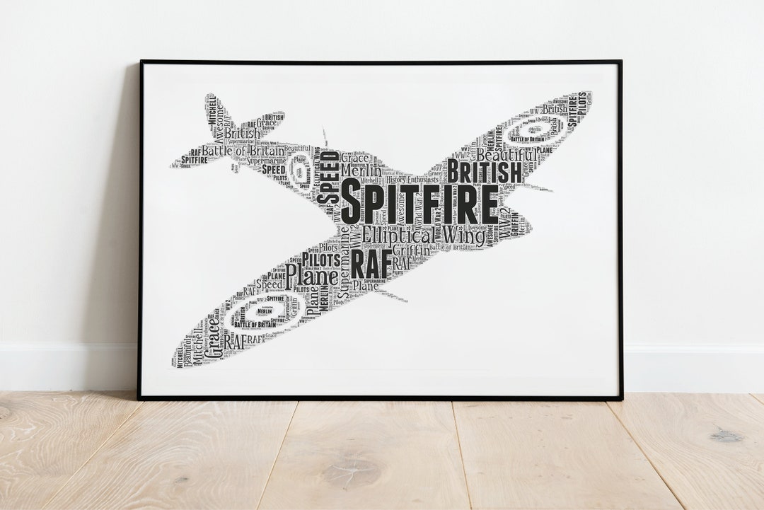 Spitfire Gift | Personalised RAF Spitfire Word Art Print Gift ...