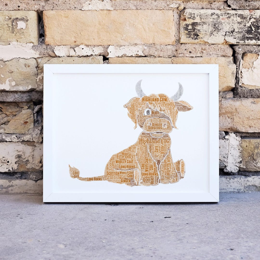 Personalised Highland Cow Print, Highland Cow Word Art Poster, Custom ...