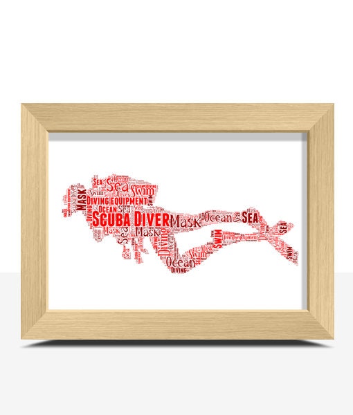 Scuba Diver Word Art Diver Gift Deep Sea Diving Wall Art - Etsy UK