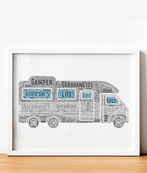 Camper Van Print Gift Caravanette Gift Word Art | Etsy