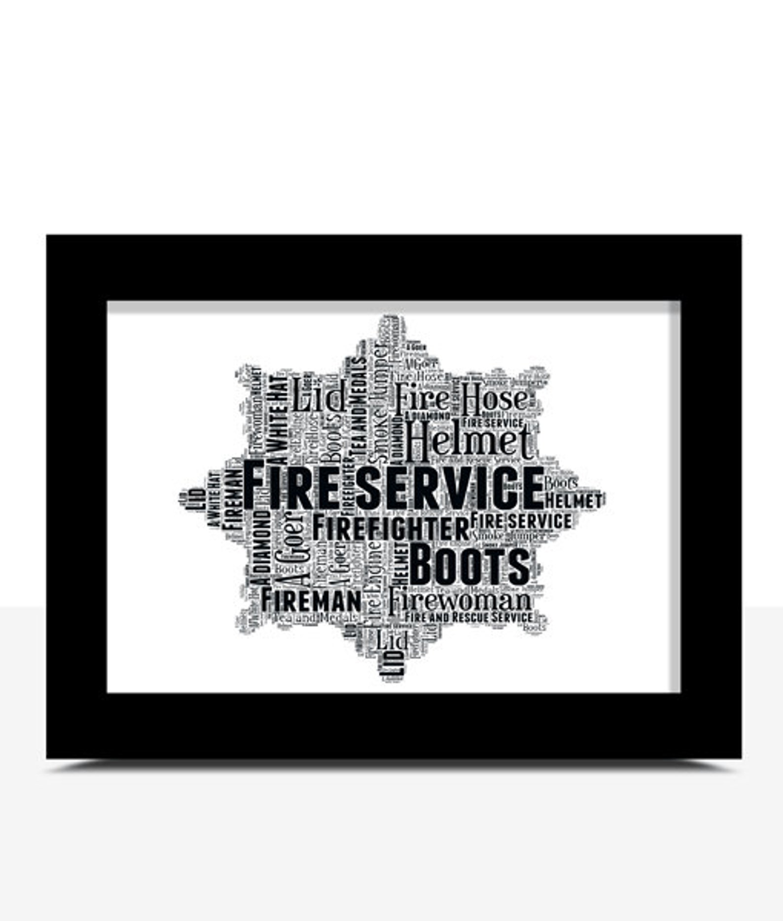 Personalise Fire Crest Word Art Gift Print Gift, Fireman Gift ...