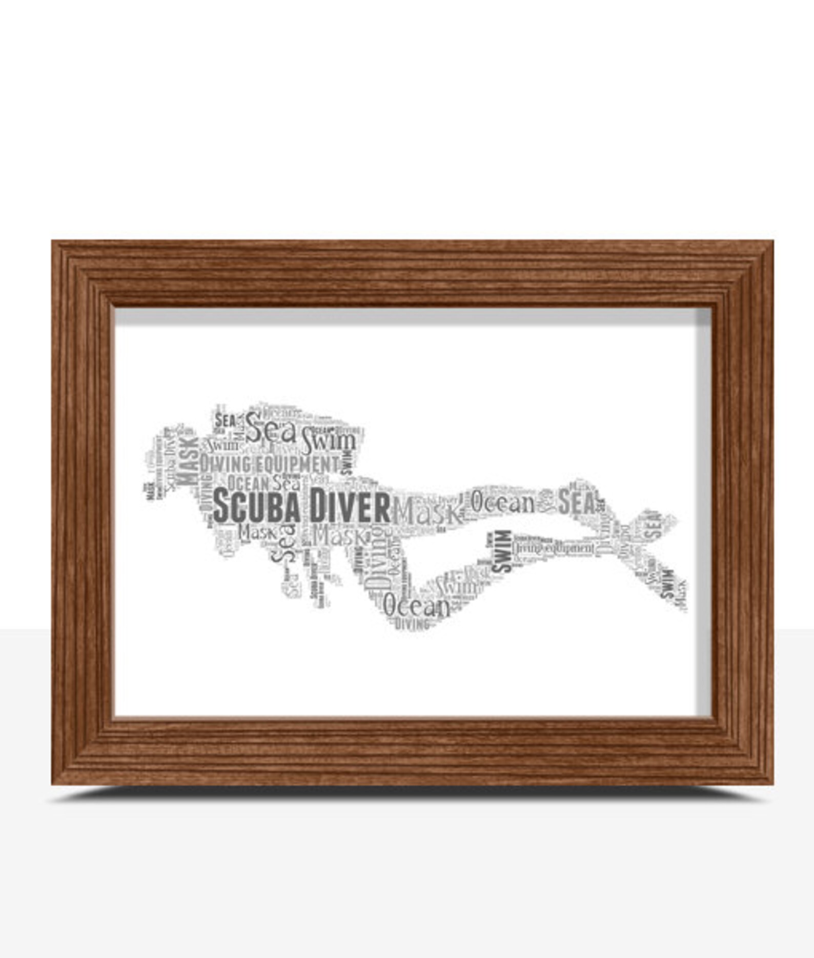 Scuba Diver Word Art Diver Gift Deep Sea Diving Wall Art - Etsy UK