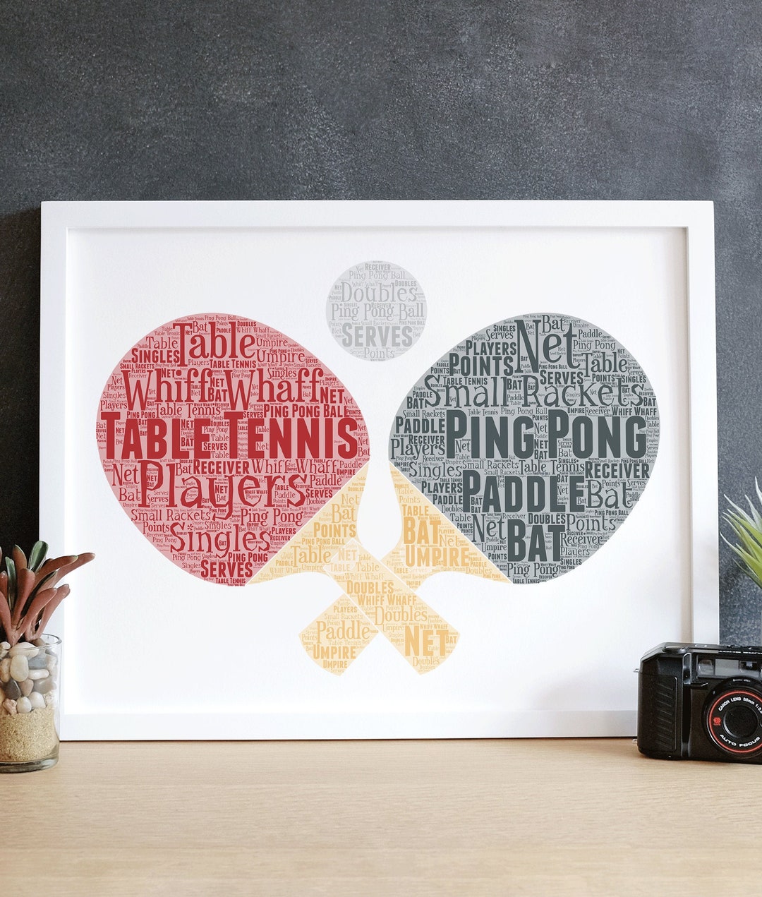 Table Tennis Gift, Ping Pong, Bat and Ball, Table Tennis Word Art Print ...