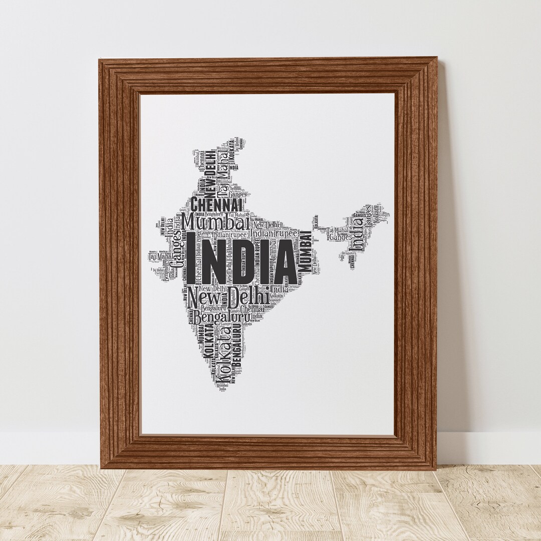 India Map Print | Personalised Indian Map Word Art Poster | India ...