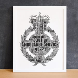 Personalised Ambulance Worker Gift |ambulance Crest Print | Paramedic ...