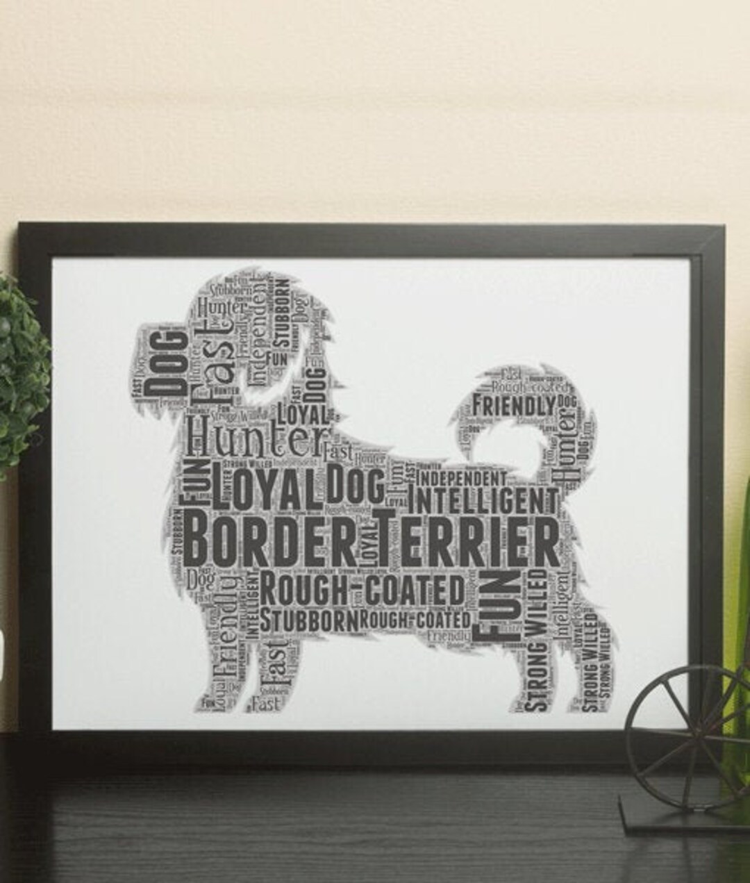 Personalised Border Terrier Dog Word Art, Dog Word Art, Cute, Dog, Pet ...
