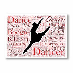 Personalised Word Dancer Word Art Print Dance Word Art Cloud - Etsy UK