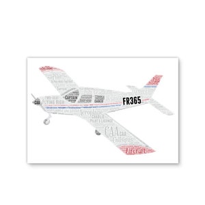 Plane Word Art Poster, Personalised Light Aircraft Poster, Personalised ...