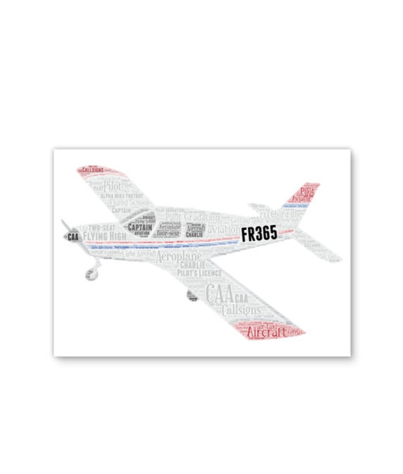 Plane Word Art Poster Personalised Light Aircraft Poster - Etsy UK