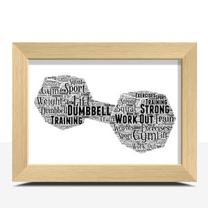 Dumbbell Gym Gift, Personalise Gift Personalised Word Art Custom Gift ...