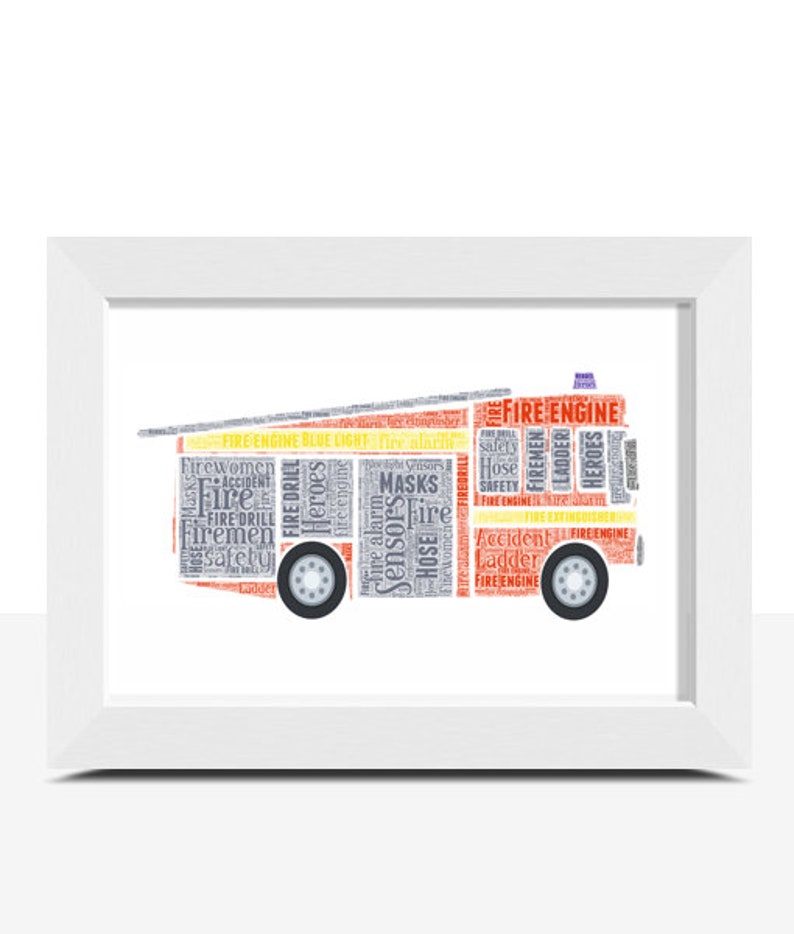 Fire Engine Word Art Print Gift Fireman Gift Personalised - Etsy UK