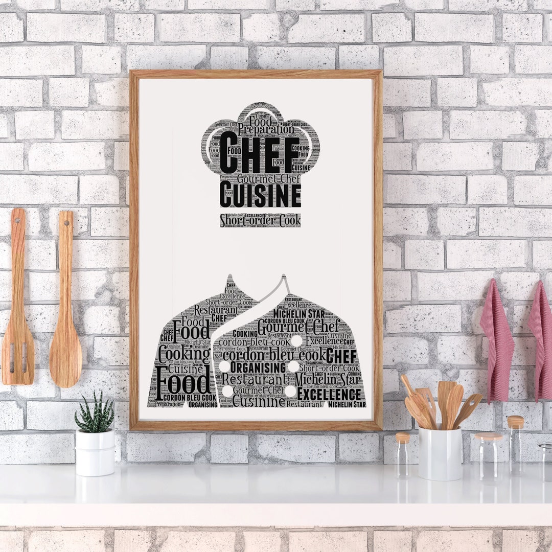 Gift for Chef Personalised Chef Word Art Print Gift Chef Hat and Apron ...