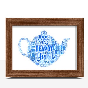 Personalised Teapot Word Art, Tea Word Art, Tea, Cup of Tea, Gift ...