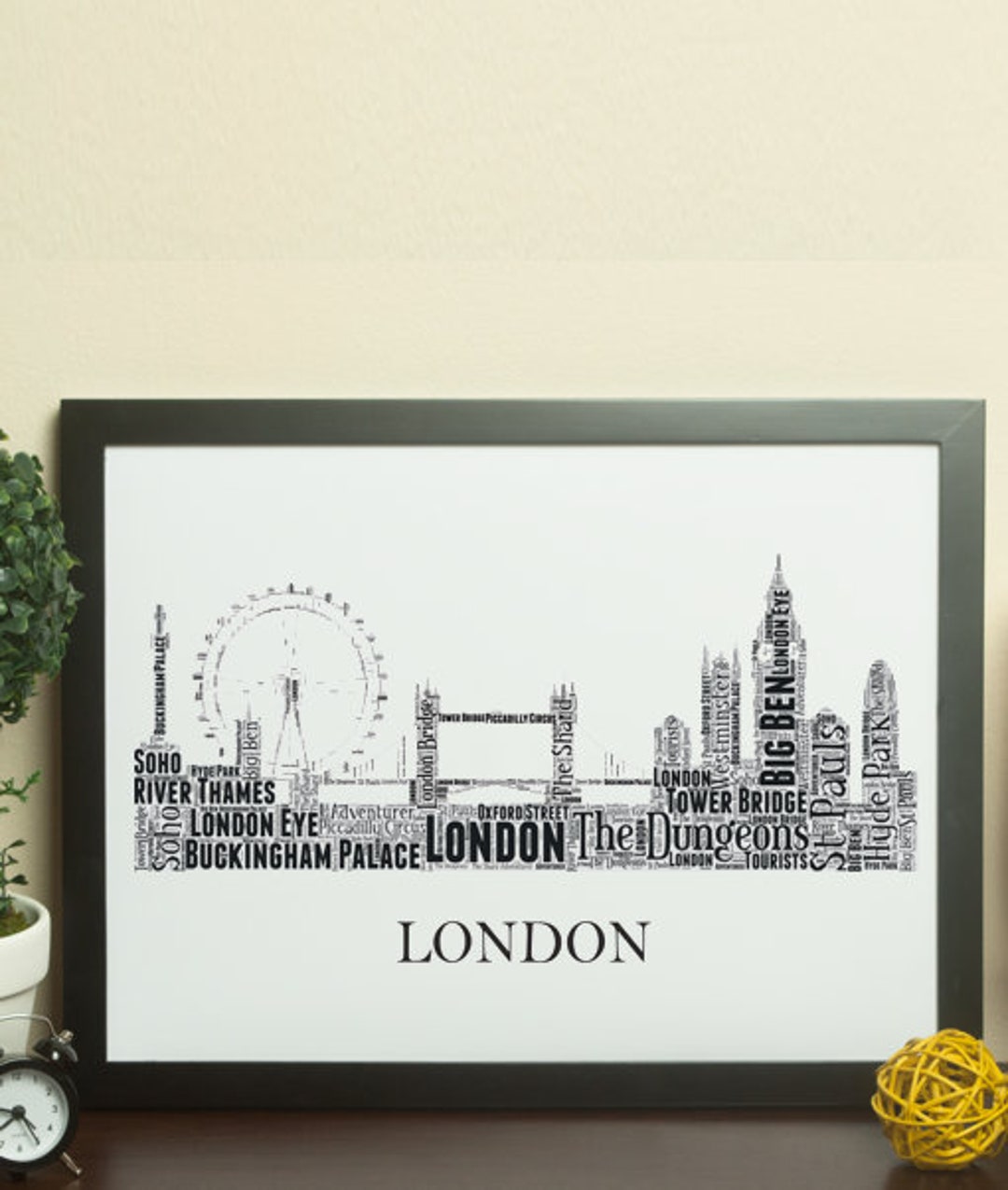 Personalised London Skyline Word Art Poster, London City Word Art Cloud ...