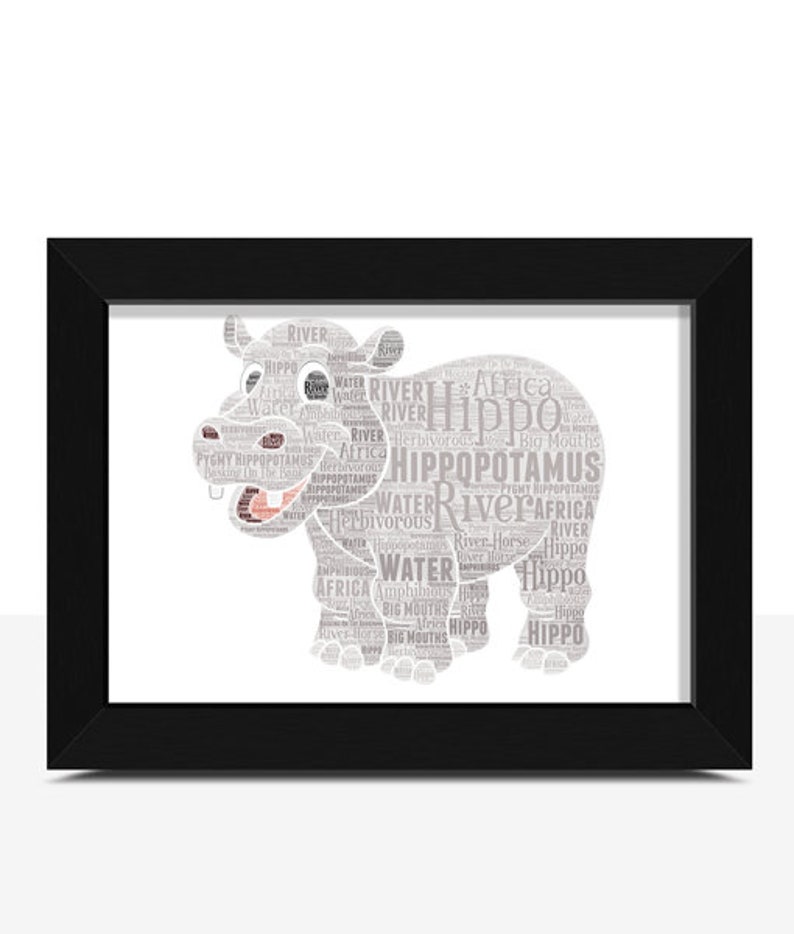 Hippo Gift Hippopotamus Word Art Hippo Print Hippopotamus - Etsy