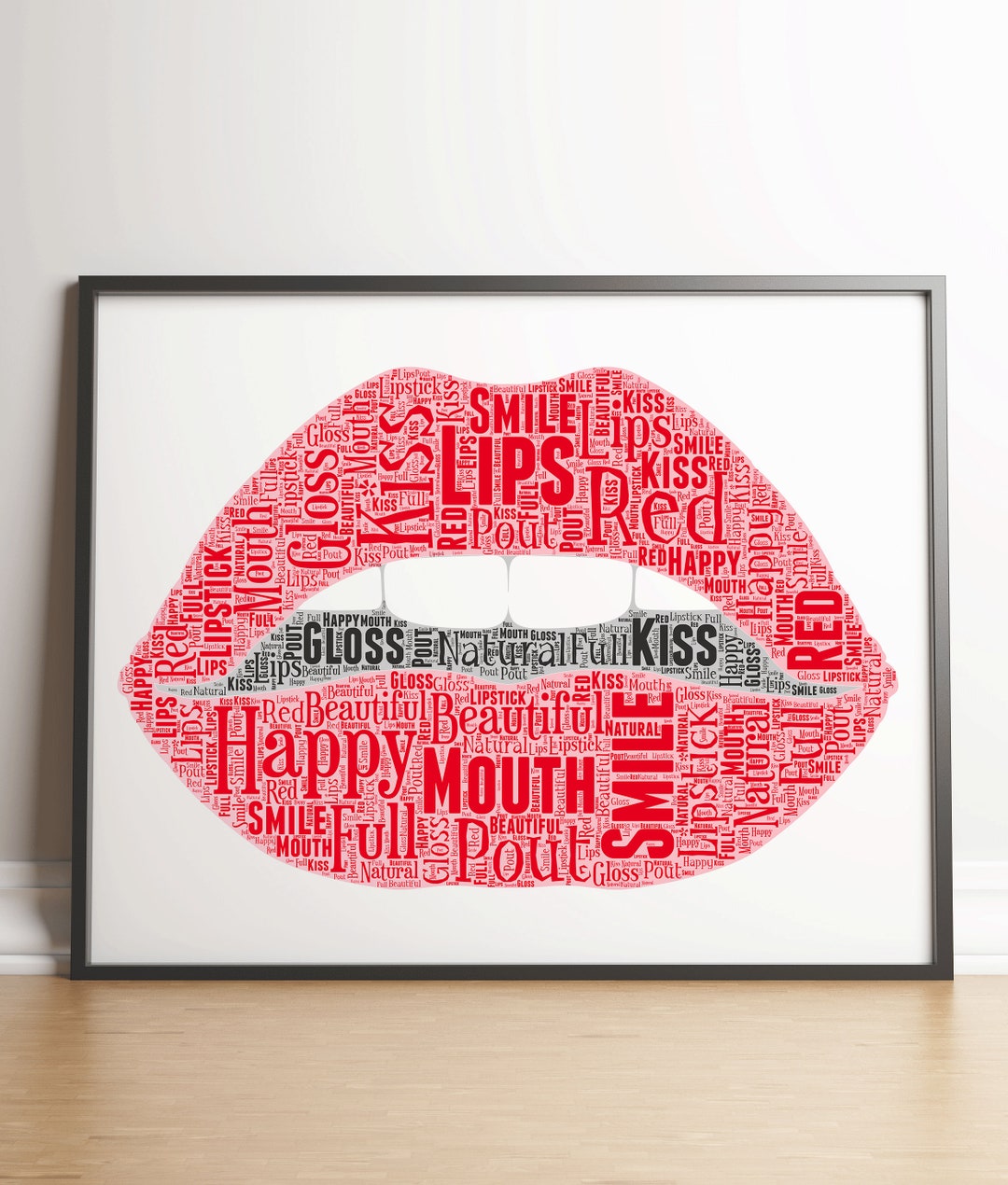 Lips Word Art, Wow Lips Poster, Personalised Lips Word Art, Red Lips ...
