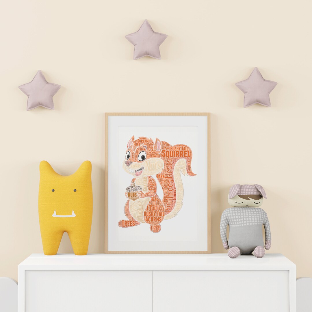 Squirrel Gift Personalised Squirrel Word Art Print Squirrel Lover Print ...