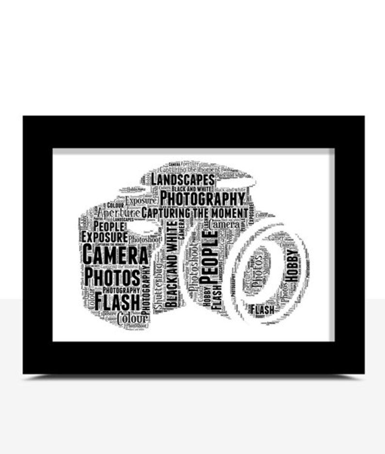 Camera Word Art Gift Photography, Birthday Gift, Photographer, Unique ...