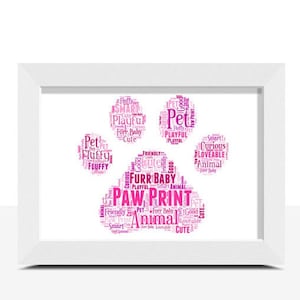 Pet Paw Print | Paw Print Word Art | Paw Words Collage | New Puppy Gift ...