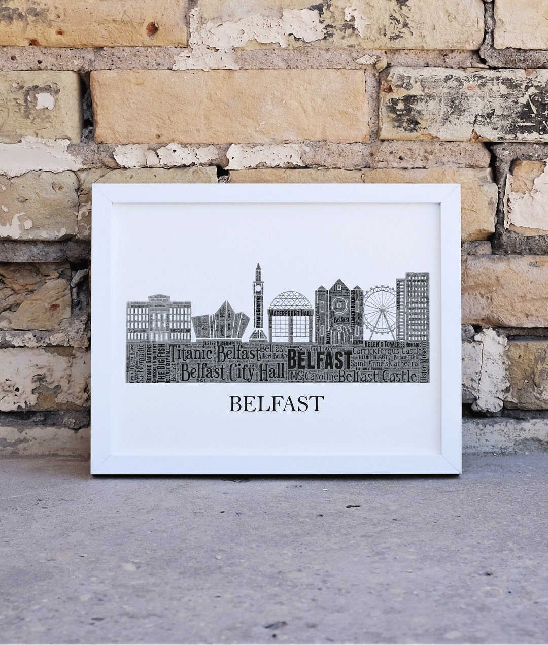 Personalised Belfast City Map Skyline Print| Belfast Word Art Print ...