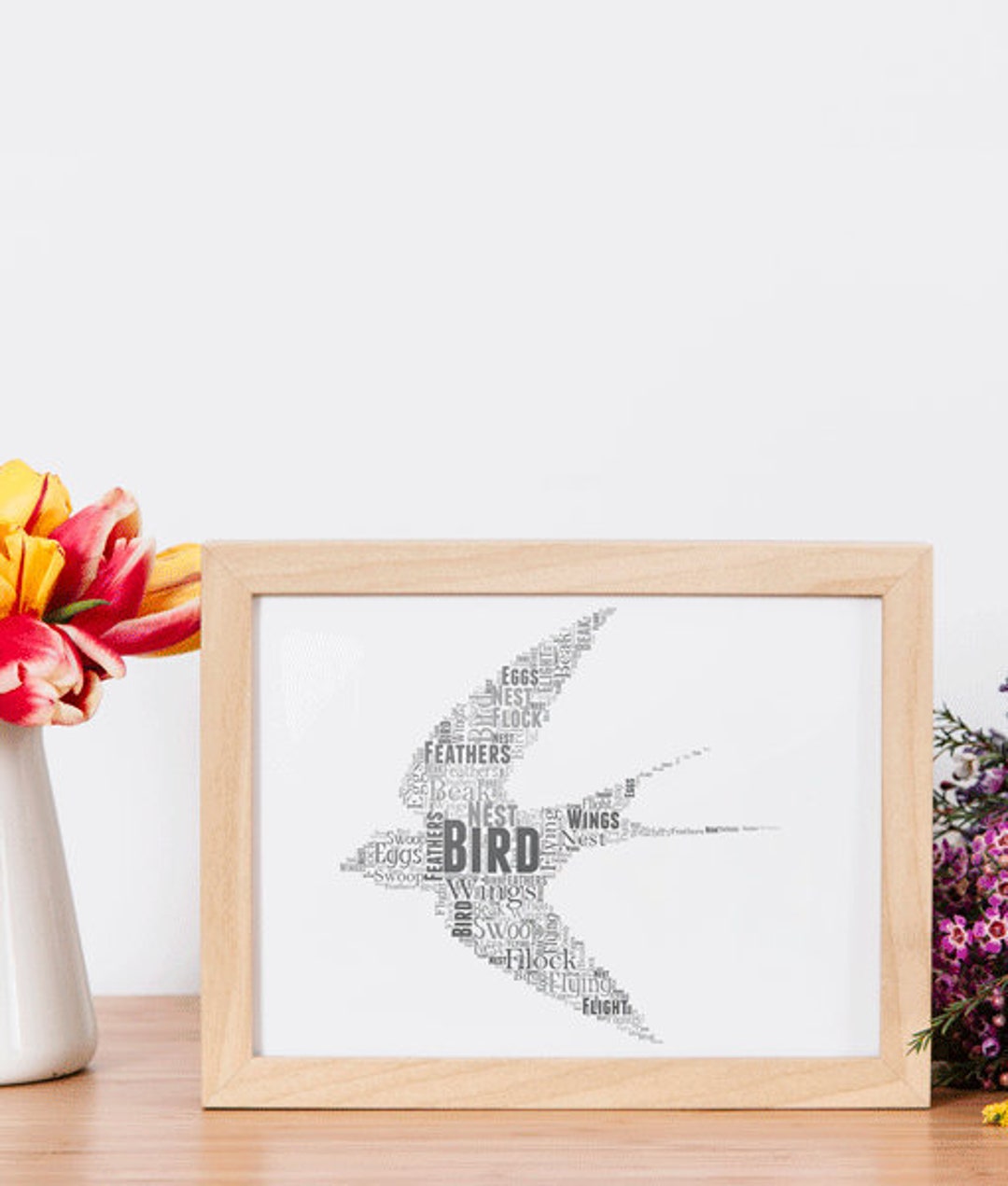 Personalised Flying Bird Word Art Cloud Custom Gift, Swallow Word Cloud ...