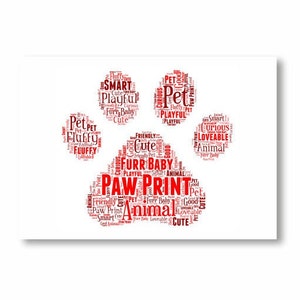 Pet Paw Print Paw Print Word Art Paw Words Collage New - Etsy UK