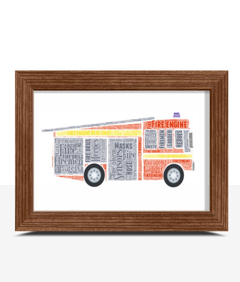 Fire Engine Word Art Print Gift Fireman Gift Personalised - Etsy UK