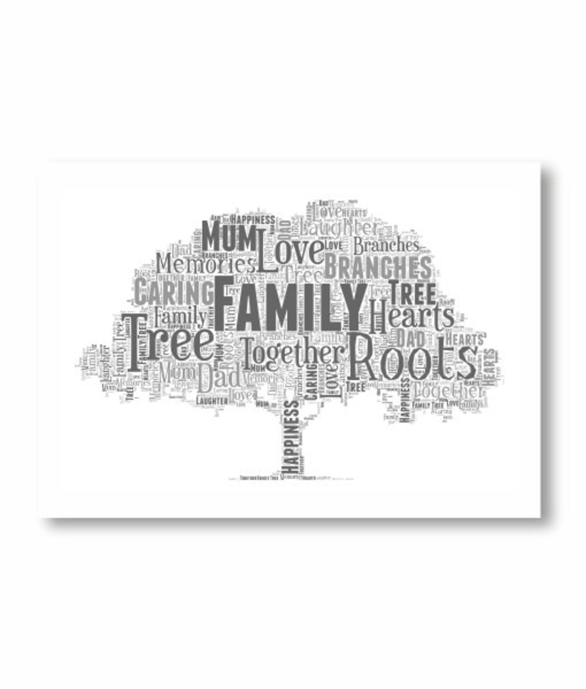 Personalised Family Tree Print Tree Word Cloud Tree Shape | Etsy UK