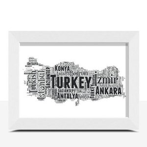 Turkey Map Print | Personalised Turkey Map Word Art Poster |turkish ...