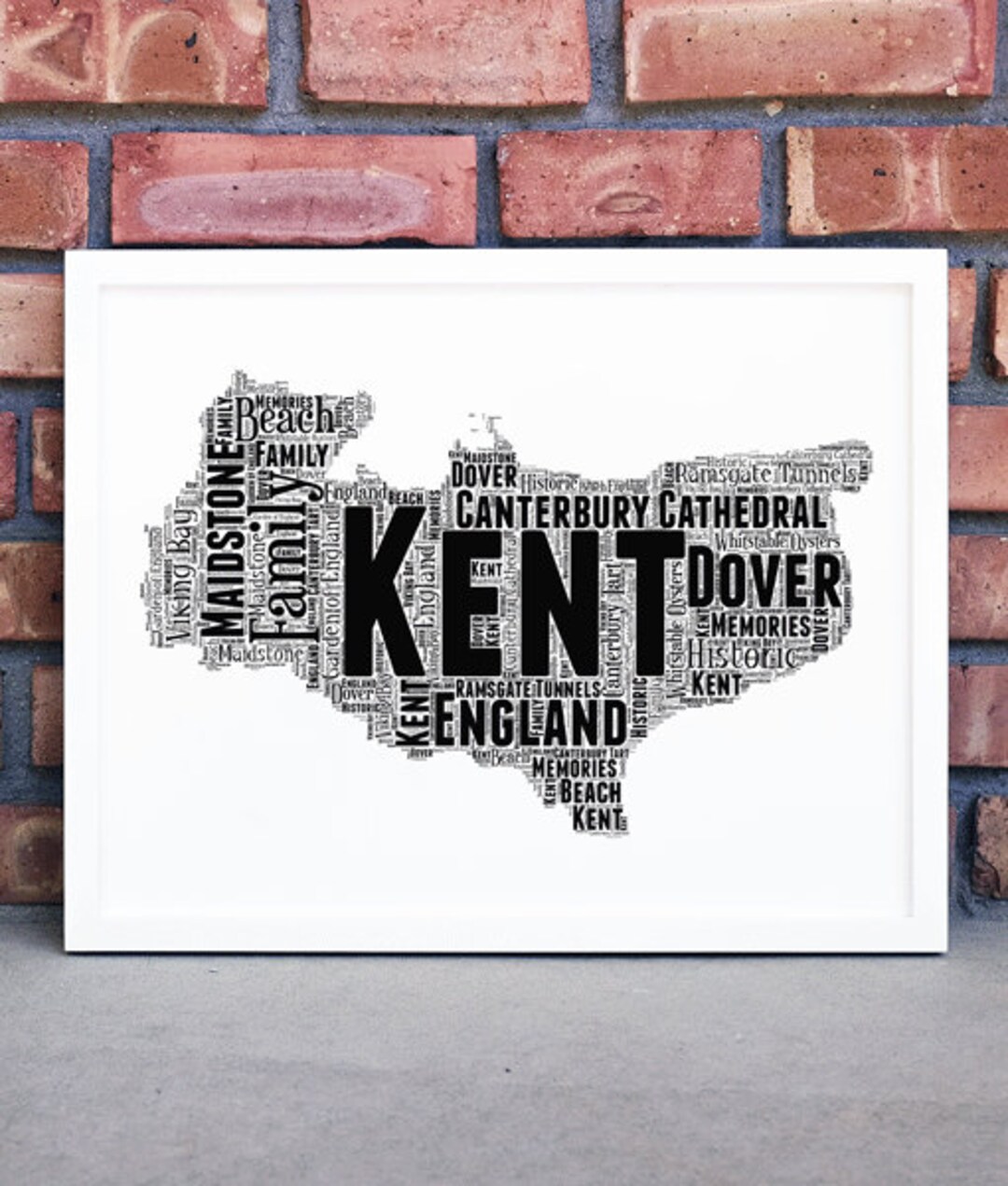 Kent Gift | Kent Map | Personalised Kent Word Art Print | Kent Wall Art ...