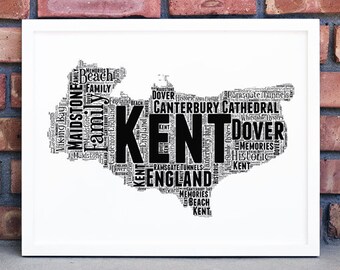 Kent Map Wall Poster - Etsy UK