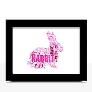 Personalised Bunny Rabbit Word Art Cloud Custom Gift, Pet Word Cloud ...
