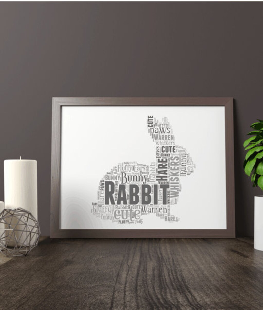 Personalised Bunny Rabbit Word Art Cloud Custom Gift, Pet Word Cloud ...