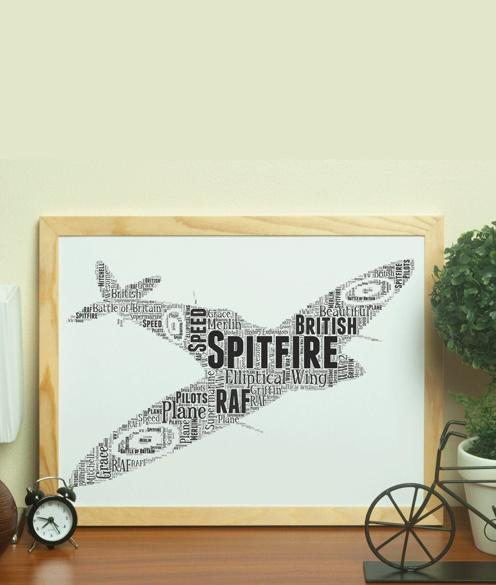 Spitfire Gift Personalised RAF Spitfire Word Art Print Gift - Etsy UK