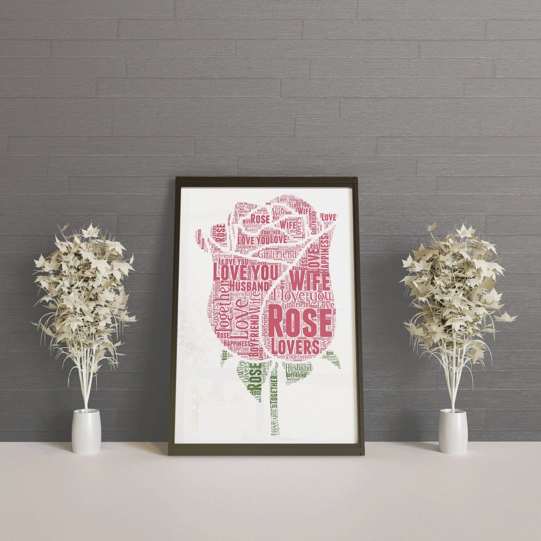 Rose Print | Personalised Rose Word Art Poster | Rose Gift | Rose Wall ...