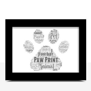 Pet Paw Print | Paw Print Word Art | Paw Words Collage | New Puppy Gift ...