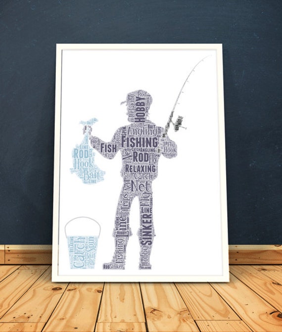 Fisherman Word Art Fishing Personalised Print Fish Angler - Etsy UK