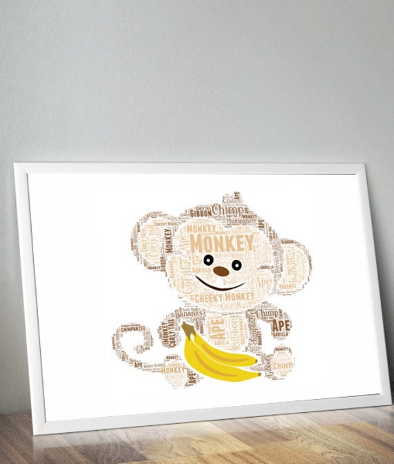 Custom Monkey Gift Monkey Word Art Monkey Print Monkey - Etsy