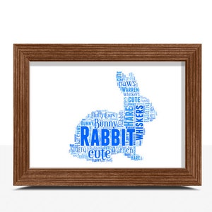 Personalised Bunny Rabbit Word Art Cloud Custom Gift, Pet Word Cloud ...