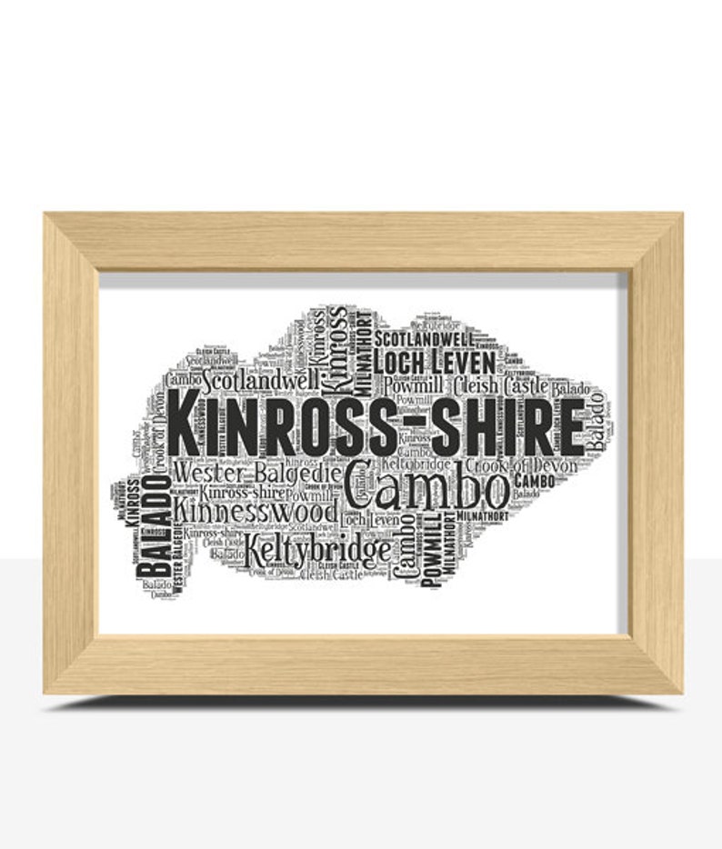 Kinross-shire Personalised Word Art Map City Word Art - Etsy UK