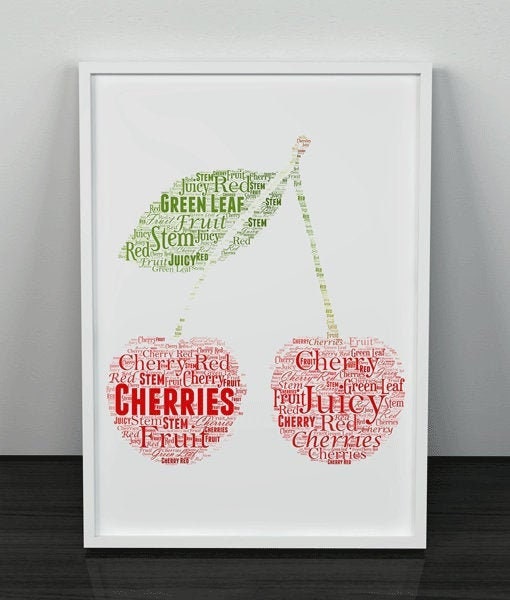 Personalised Cherry Word Art Gift Cherries Themed Customised | Etsy