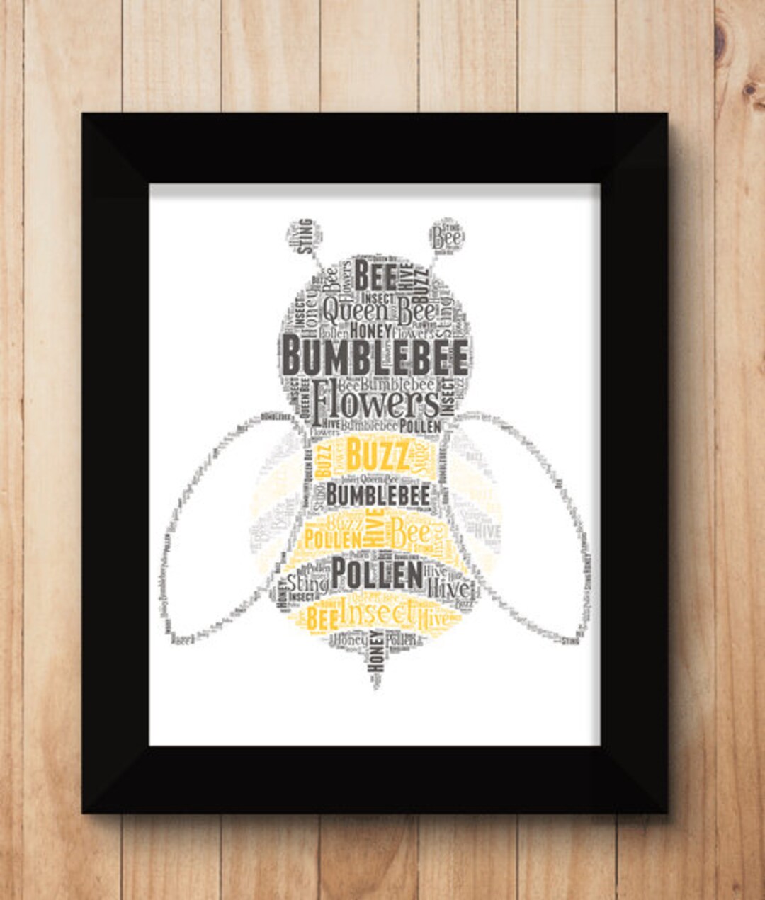 Bee Gift Bee Print Personalised Bee Word Art Poster Bumble Bee Art ...