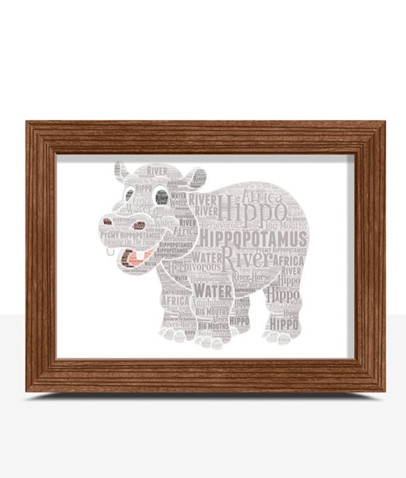 Hippo Gift Hippopotamus Word Art Hippo Print Hippopotamus | Etsy