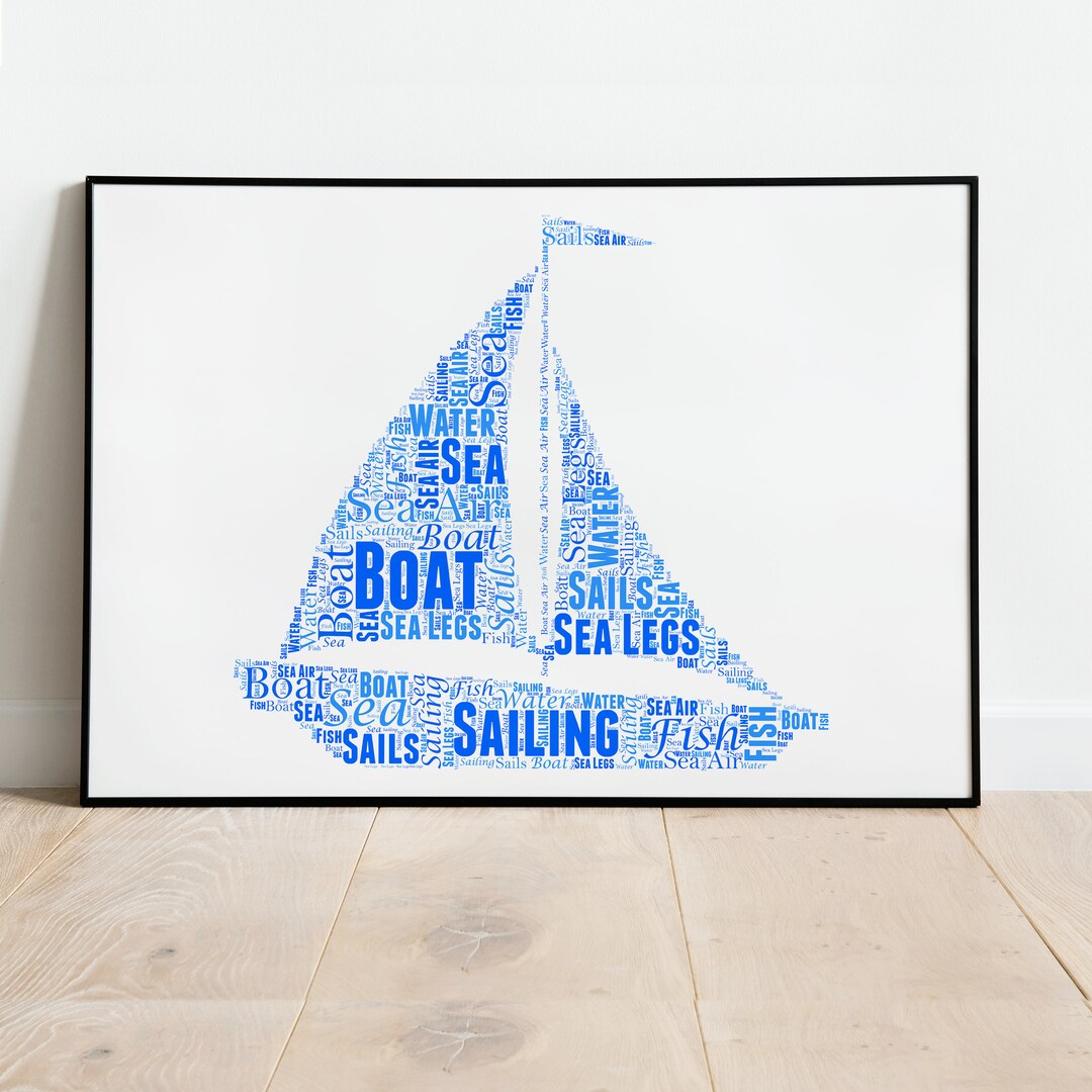 Personalised Boat Word Art, Sailboat Poster | Fathers Day | Sailing ...