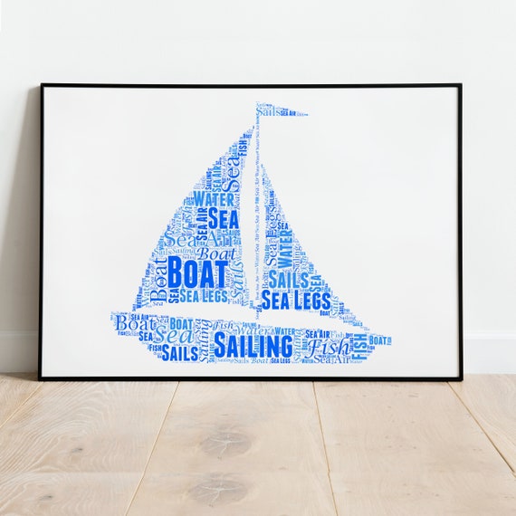 Personalised Boat Word Art Sailboat Poster Fathers Day - Etsy UK