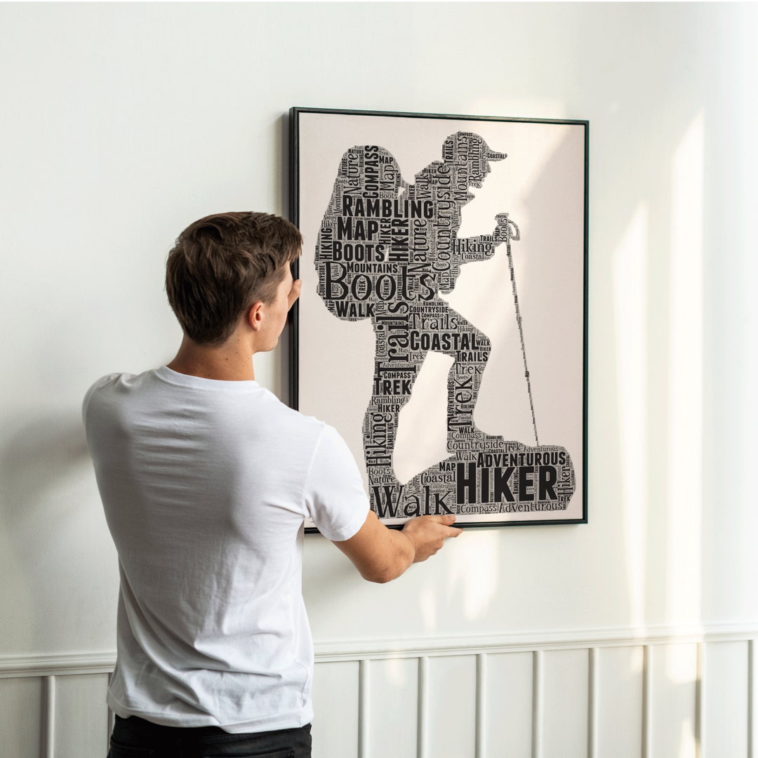 Hiker Gift |walker Word Art Print |climber Gift |personalised Hill ...
