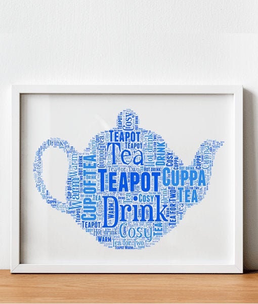 Personalised Teapot Word Art Tea Word Art Tea Cup of Tea | Etsy