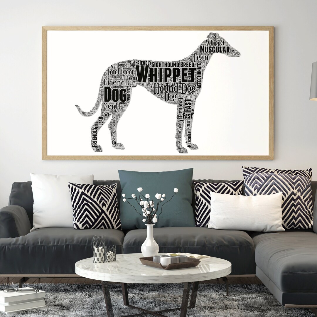 Whippet Gift Personalised Whippet Dog Word Art Whippet Owner Gift Pet ...