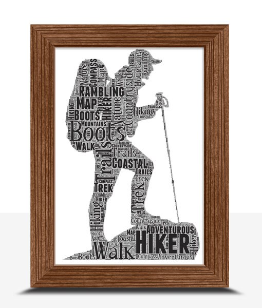 Hiker Gift |walker Word Art Print |climber Gift |personalised Hill ...