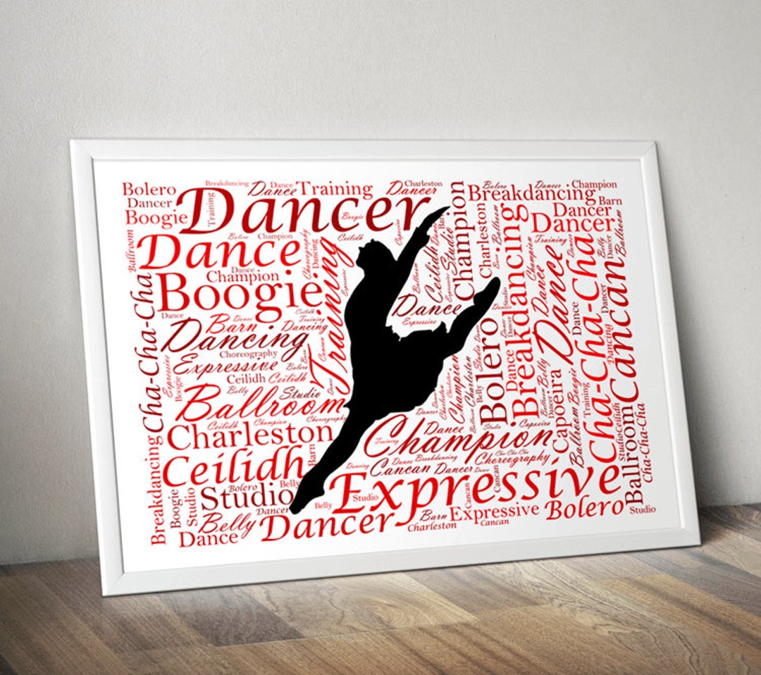 Personalised Word Dancer Word Art Print| Dance Word Art Cloud| Dance ...